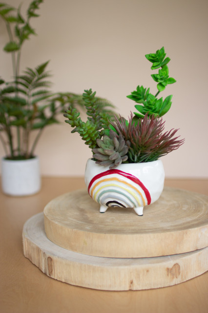 Kalalou Cdv2105 Ceramic Rainbow Planter - Contemporary - Indoor Pots ...