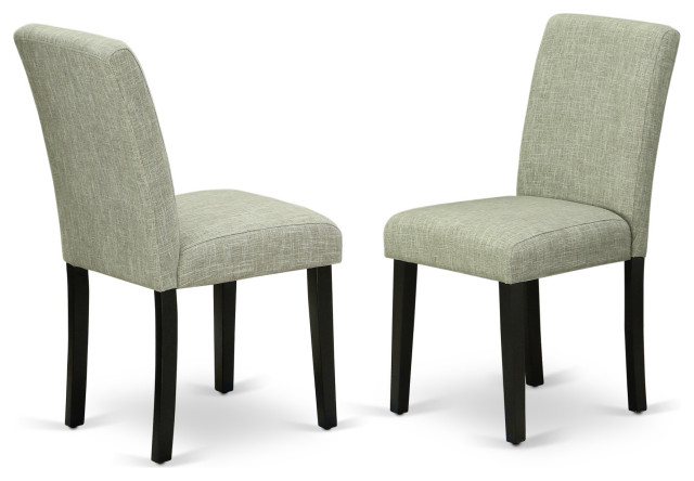Set of 2 Abbott Parson Chair With Black Leg, Linen Fabric Shitake ...