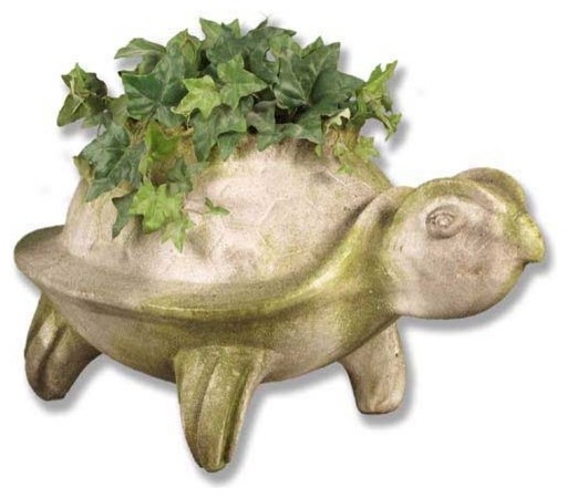 Primitive Turtle Pot 14 Garden Animal Statue - Beach Style - Outdoor ...