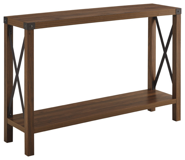 46" Metal Entry Table, Dark Walnut - Industrial - Console Tables - by ...