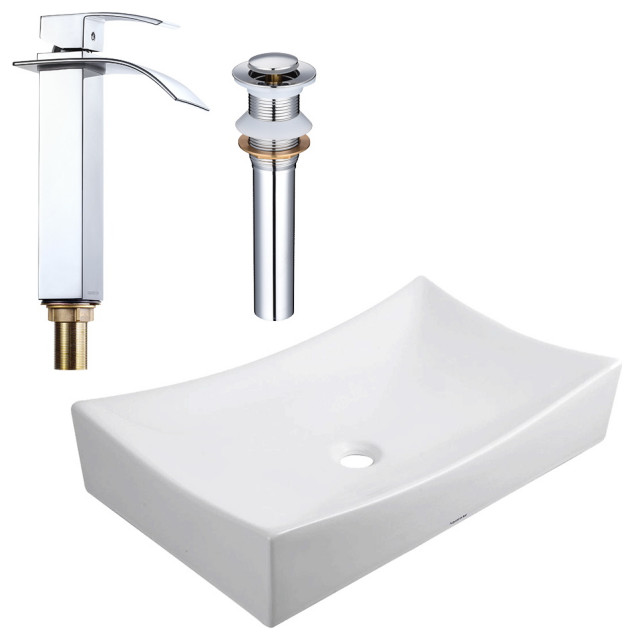 Aquaterior Waterfall Faucet Above Counter Sink Set Ceramic Bathroom ...