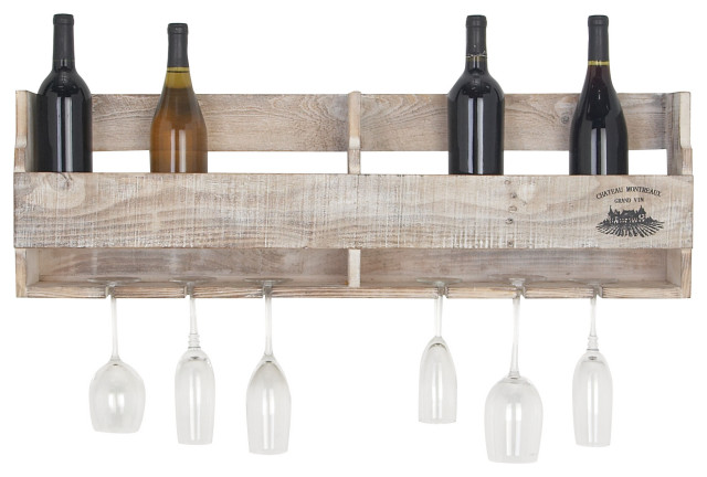 Farmhouse Brown Wood Wall Wine Rack 67764 - Farmhouse - Wine Racks - by ...