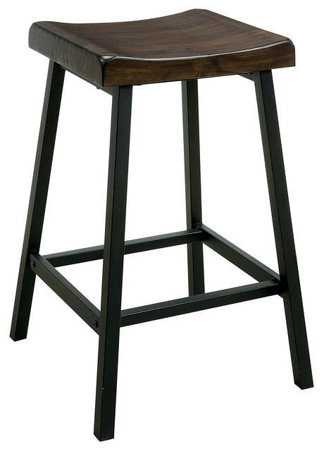 Benzara BM183599 Wood Height Stool With Metal Angled Legs, Black ...