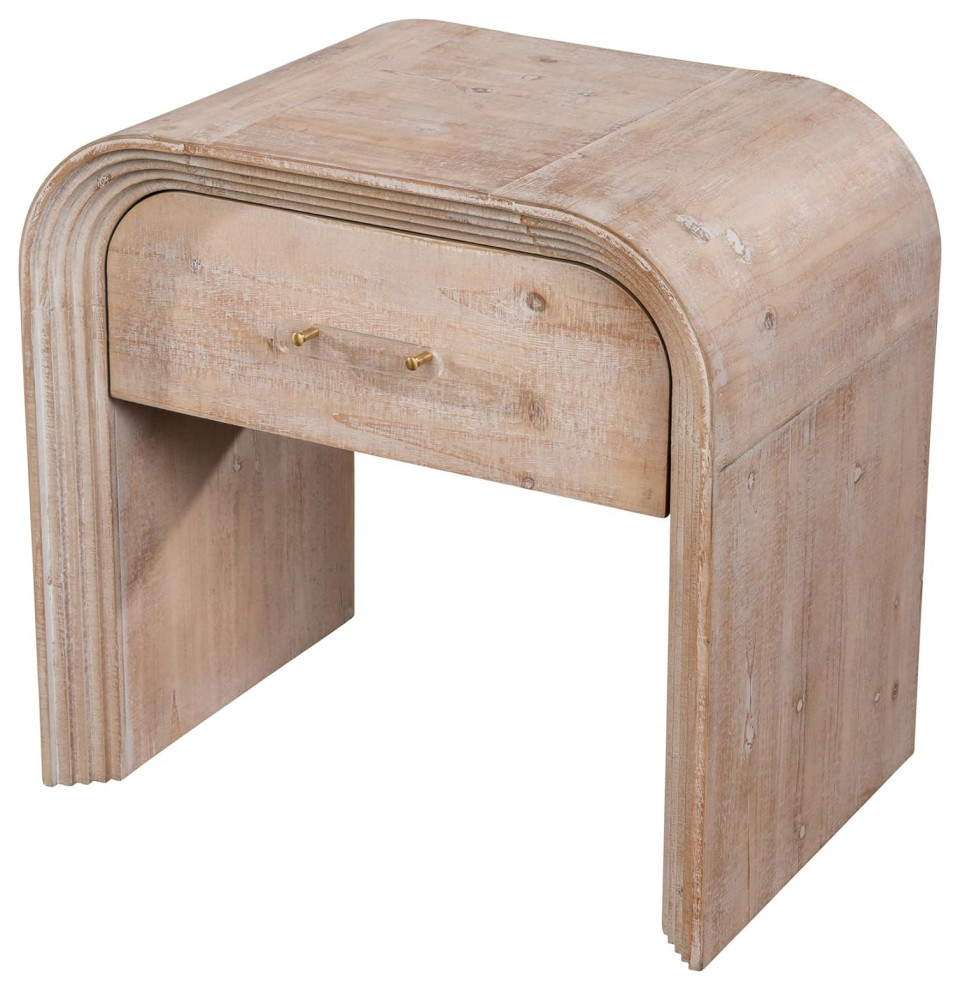 Unique Nightstand, Curved Design With Carved Accents and Spacious ...