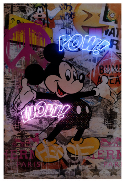 Mickey Mouse Neon Art Print | Andrew Martin Pow Wow, 39" X 59 ...