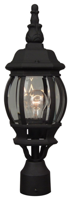 Craftmade French Style 1-Light Post Mount, Matte Black/Clear Beveled ...