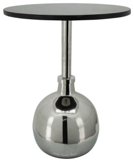 23" Metal Side Table With Orb Base, Nickel - Contemporary - Side Tables ...