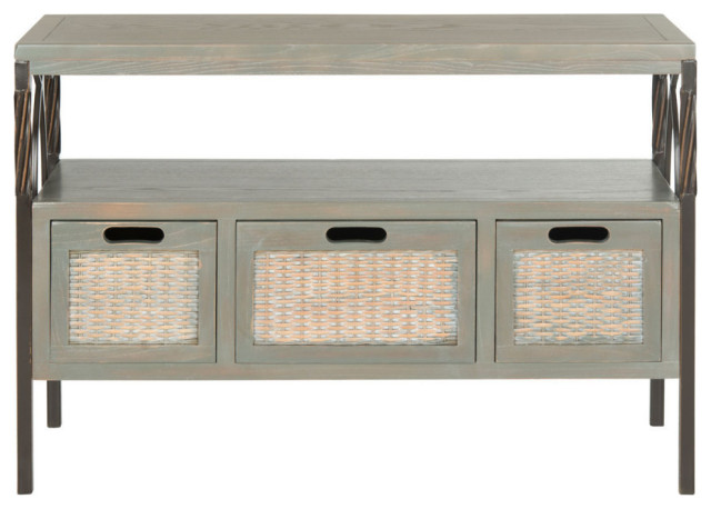 Steven 3 Drawer Console, Ash Gray - Farmhouse - Console Tables - by Rustic Home Decor | Houzz
