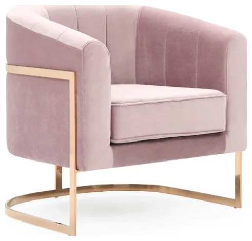 Lily Modern Pink Velvet and Rosegold Accent Chair - Contemporary ...