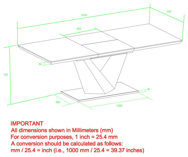 Modern Select Solids Dining Table With Extension, Black - Transitional ...