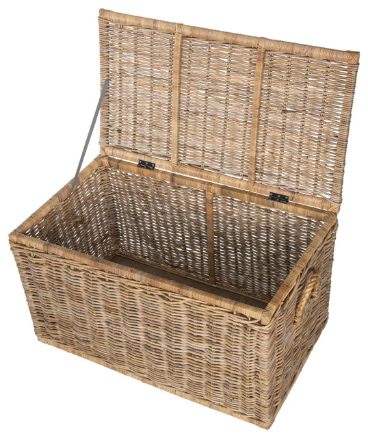 Rattan Kobo Decorative Storage Trunk With Lid, Large - Beach Style ...