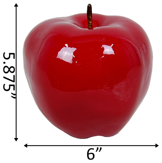 6" Shiny Large Centerpiece Apple,Red - Farmhouse - Decorative Objects ...