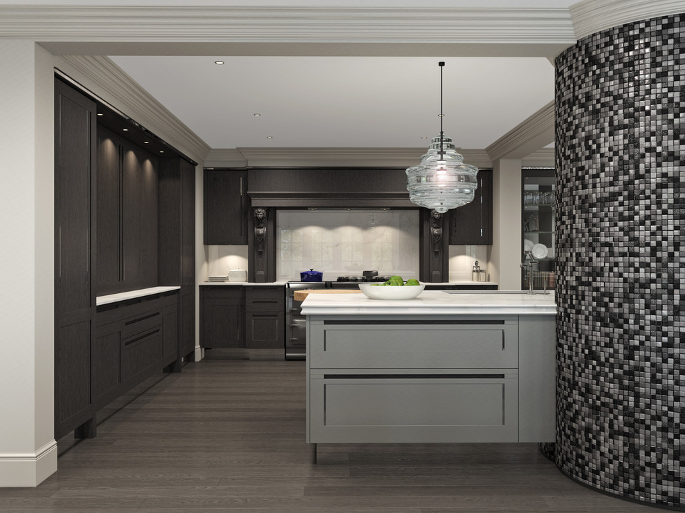 Hand Painted and Stained Oak kitchen with a modern built in design ...