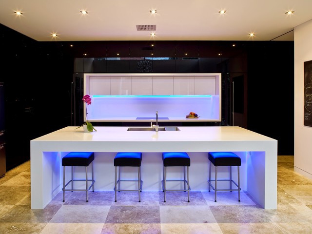 Black High Gloss + Glacier White Bench Top - Kitchen - Sydney - by ...