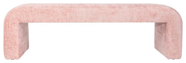 Sophia Modern Luxury Curved Upholstered Jacquard Bench Pink ...