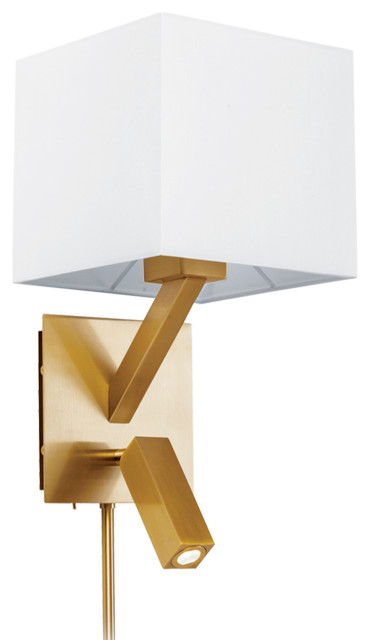 LED Reading Light, 1 Light Wall Sconce, Reading Light, Aged Brass ...