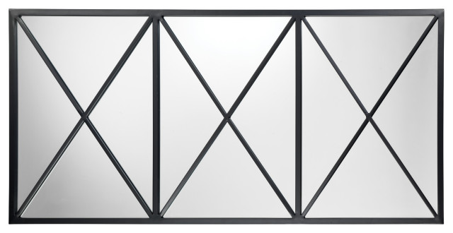 Reversible Position Black Iron Xyla Grid Wall Mirror - Transitional ...