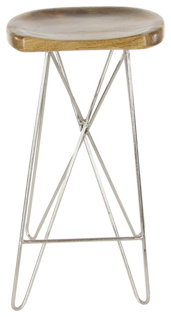 Contemporary Brown Mango Wood Bar Stool 80596 - Midcentury - Bar Stools ...