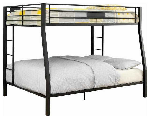 Benzara BM217535 Horizontal Slatted Full Over Queen Bunk Bed, 2 Ladders ...