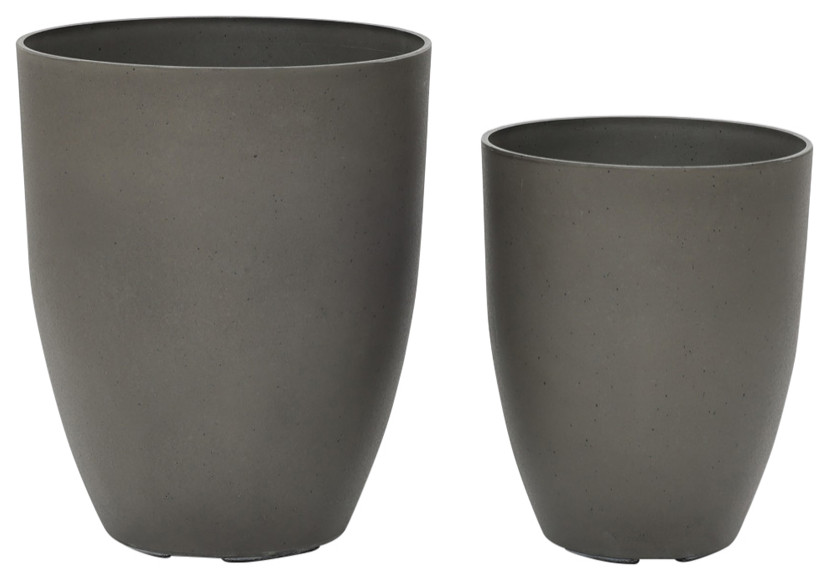 LuxenHome 2-Piece Tall Tapered Round Plastic Planters Set, Husky Gray ...