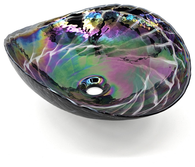 19" Murano Glass Art Vessel Seashell Bathroom Sink - Contemporary ...