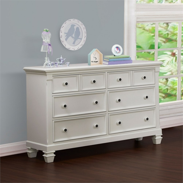 Baby Cache Glendale 6-Drawer Traditional Wood Dresser in Pure White ...