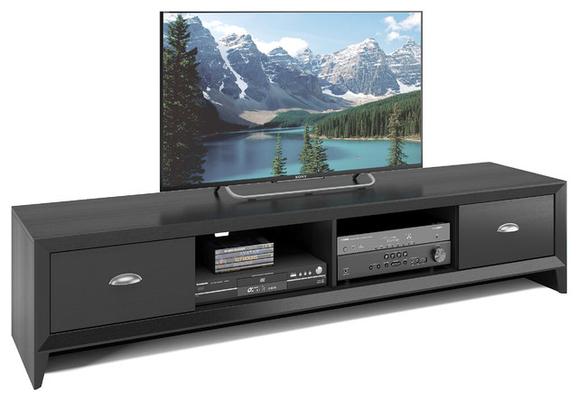 CorLiving Lakewood Extra Wide TV Bench in Black Grain Finish, For TVs ...
