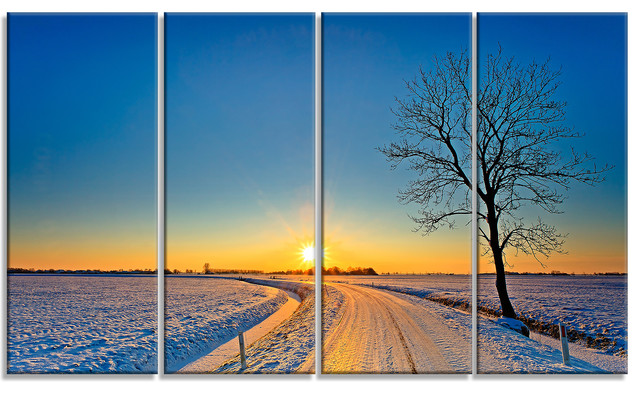 "Distant Sunset in Winter" Landscape Photography Metal Art, 48"x28 ...