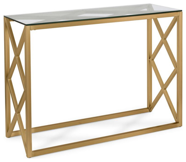 Dixon 42'' Wide Rectangular Console Table in Brass - Contemporary ...