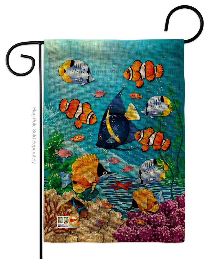 Coral Life Coastal Nautical Garden Flag, 13" X 18.5" X 0.1" - Modern ...