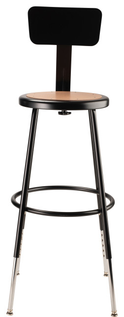 NPS Height Adjustable Heavy Duty Steel Stool With Backrest, Black, 25 ...