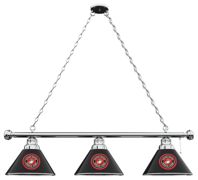 Holland United States Marine Corps 3-Shade Billiard Light - Chrome ...