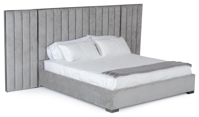 Modrest Buckley Modern Grey and Black Stainless Steel Bed - Modern ...