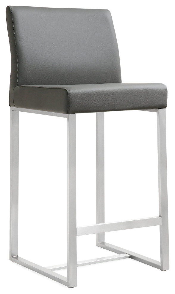 Denmark Grey Stainless Steel Counter Stool (Set of 2) - Grey ...