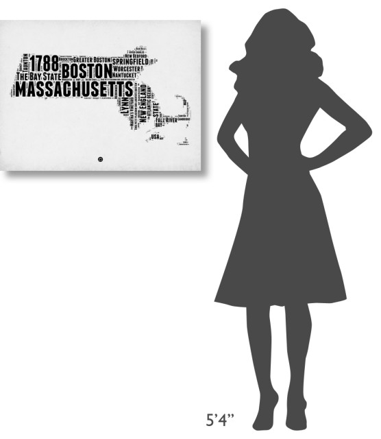 "Massachusetts Word Cloud 2" Fine Art Print, 32" x 24" - Modern ...