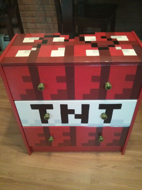 Hand-Painted Minecraft 3-Drawer Chest by Artsy Fartsi - Eclectic - Kids ...