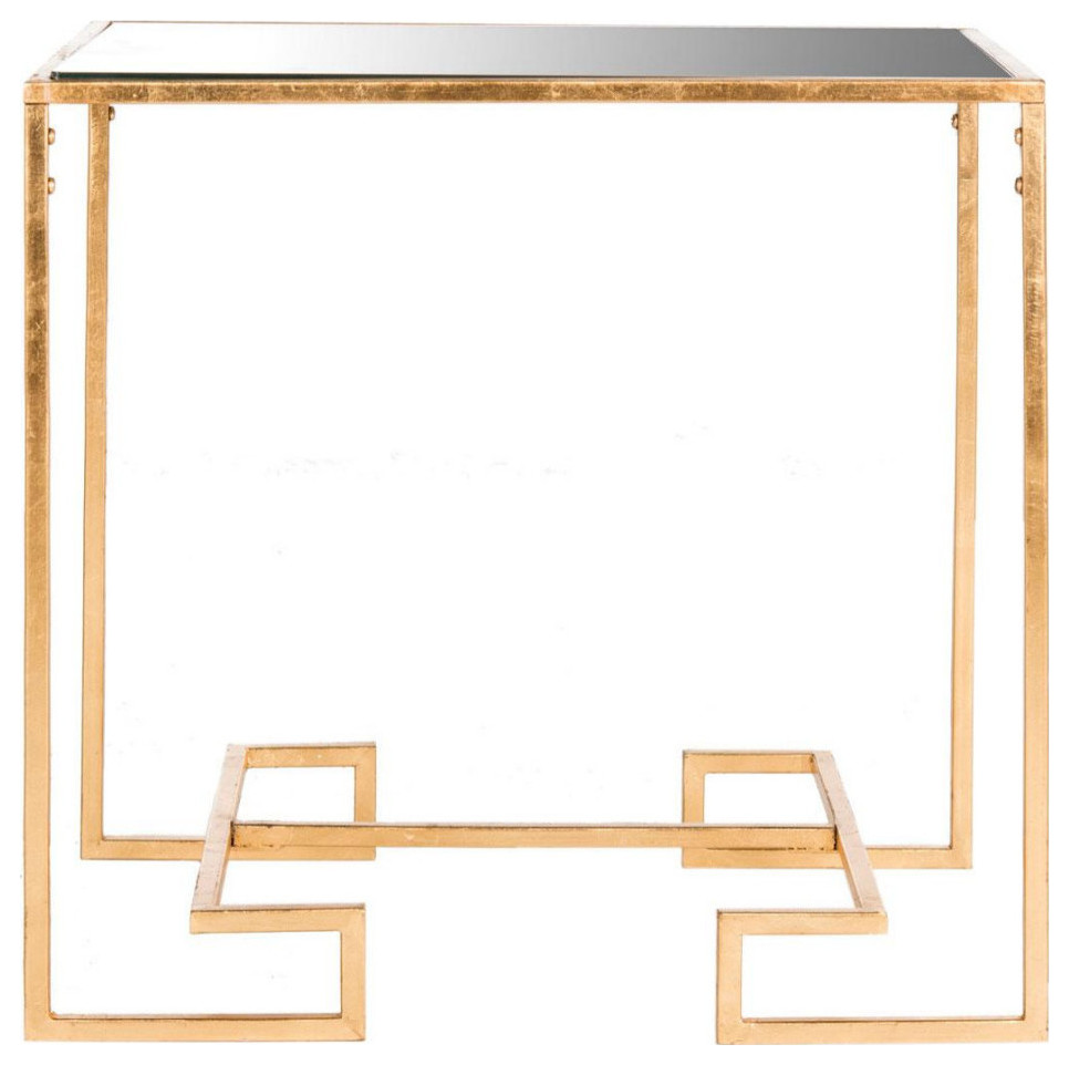 Cyrus Gold Leaf Greek Key Accent Table, Antique Gold - Contemporary ...