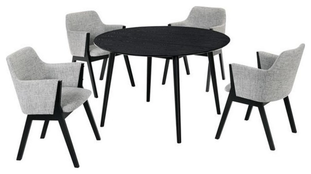 Armen Living Arcadia and Renzo 5-Piece Fabric Dining Set in Gray/Black ...