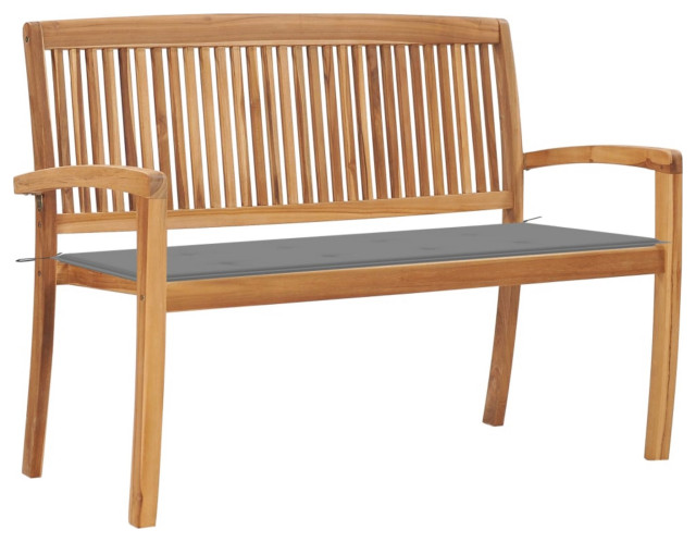 Vidaxl Stacking Garden Bench With Cushion 50.6" Solid Teak Wood ...