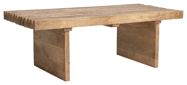 Scandinavian Slatted Wood Coffee Table, Natural - Transitional - Coffee ...