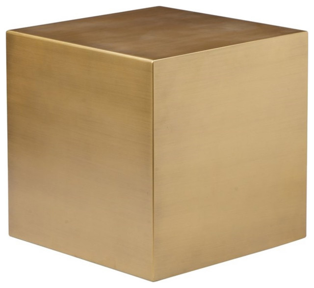 American Home Classic Spencer Small Square Metal Side Table in Brushed ...