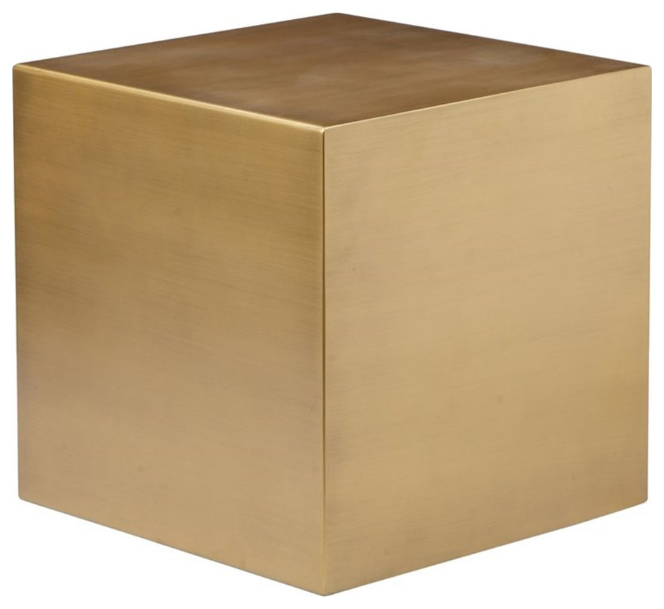 American Home Classic Spencer Small Square Metal Side Table in Brushed ...