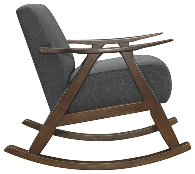 Lexicon Waithe Mid-Century Fabric Rocking Chair in Dark Walnut/Dark ...