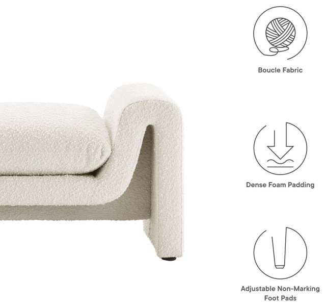 MODWAY Waverly Boucle Fabric Bench - Transitional - Upholstered Benches ...