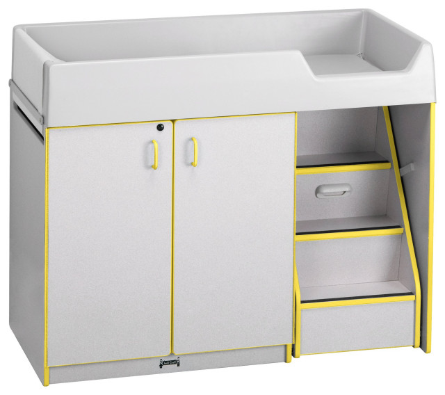 Rainbow Accents Diaper Changer with Stairs - Right - Yellow ...
