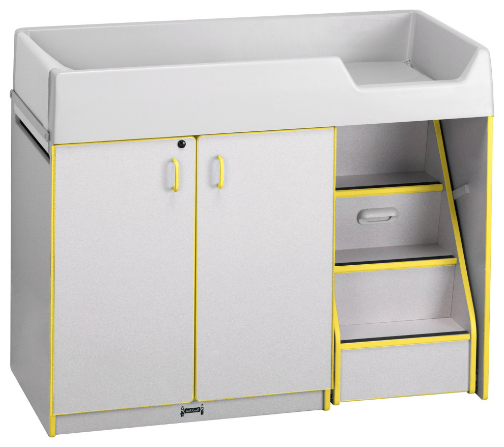 Rainbow Accents Diaper Changer with Stairs - Right - Yellow ...