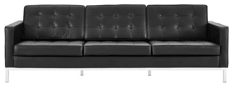 Roman Leather Sofa, Black - Contemporary - Sofas - by Rustic Home ...