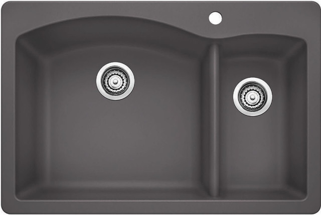 Blanco Diamond 33" Dual Mount Double Basin SILGRANIT Kitchen Sink ...