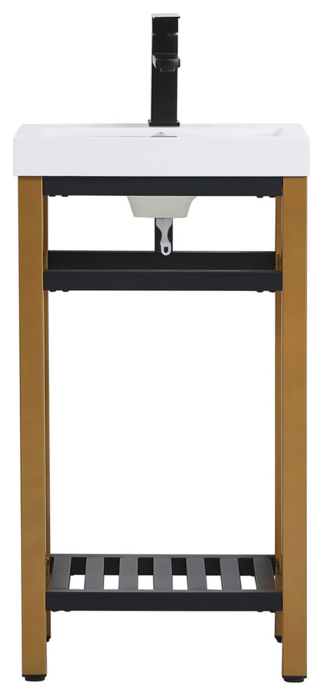 18" Single Bathroom Metal Vanity, Golden Black - Contemporary ...