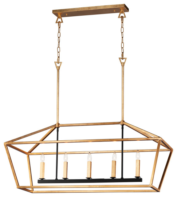 Maxim Lighting 25157GLTXB Abode 5-Light Linear Chandelier in Gold Leaf ...